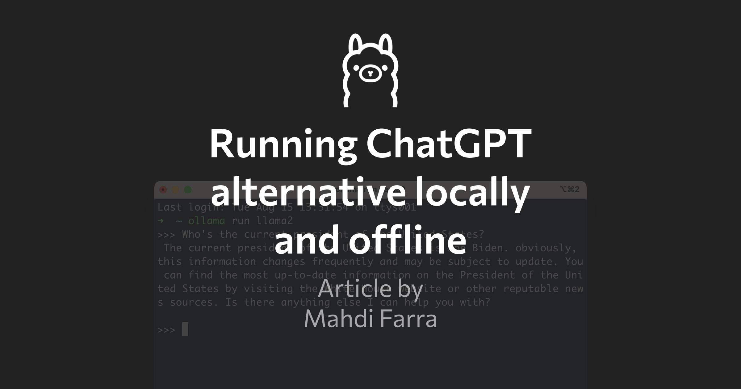 Running ChatGPT alternative locally and offline β Mahdi Farra Running ChatGPT alternative locally and offline β Mahdi Farra